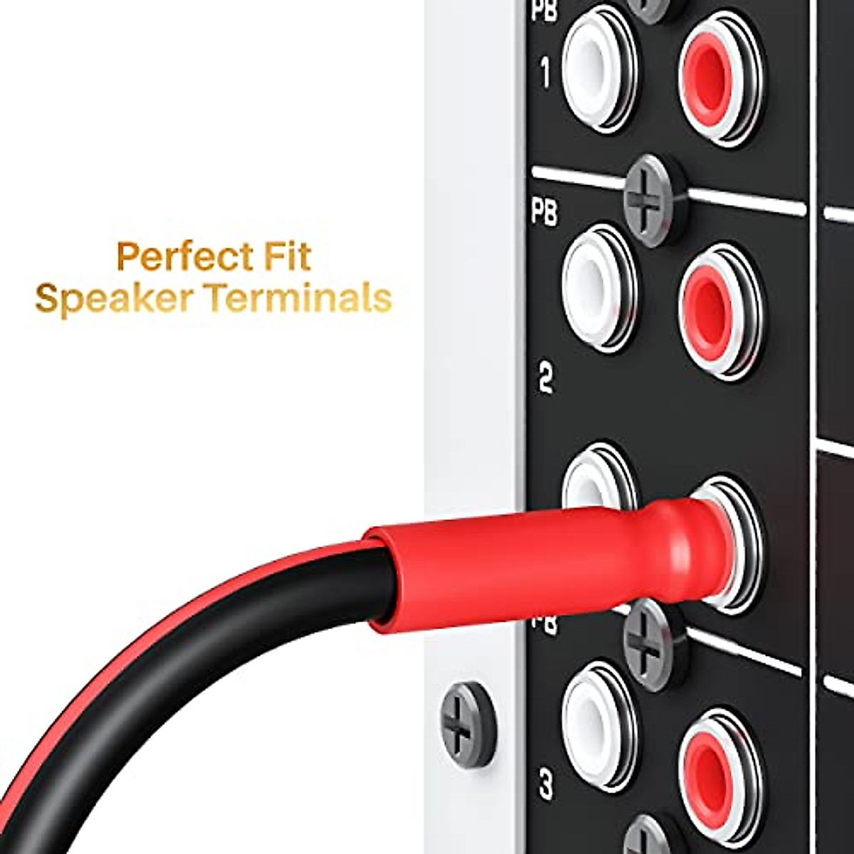 GearIT 14 AWG Speaker Cable Wire with Banana Plugs (2 Pack, 6.6 Feet - 2 Meter) 14Ga Gauge Banana Wire for Bi-Wire Bi-Amp HiFi Surround Sound - 99.9% OFC Copper, Gold Plated Tips - Black, 6 Ft