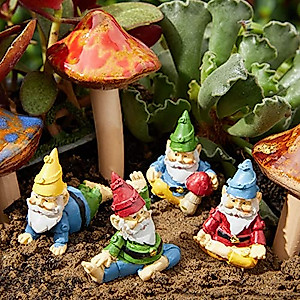 Juvale 4 Pieces Mini Garden Gnomes, Outdoor Fairy Miniature Statue Accessories Set, Decorations in Funny Poses, Yard Ornaments for Yoga Gifts, Garden, Plant Pots Decor