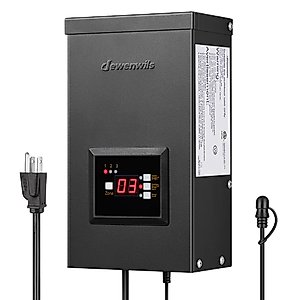 DEWENWILS 300W Low Voltage Transformer with 3 Independent Control Outputs, Landscape Transformer with Timer and Photocell Sensor, 120V AC to 12V/14V AC, Weatherproof, ETL Listed