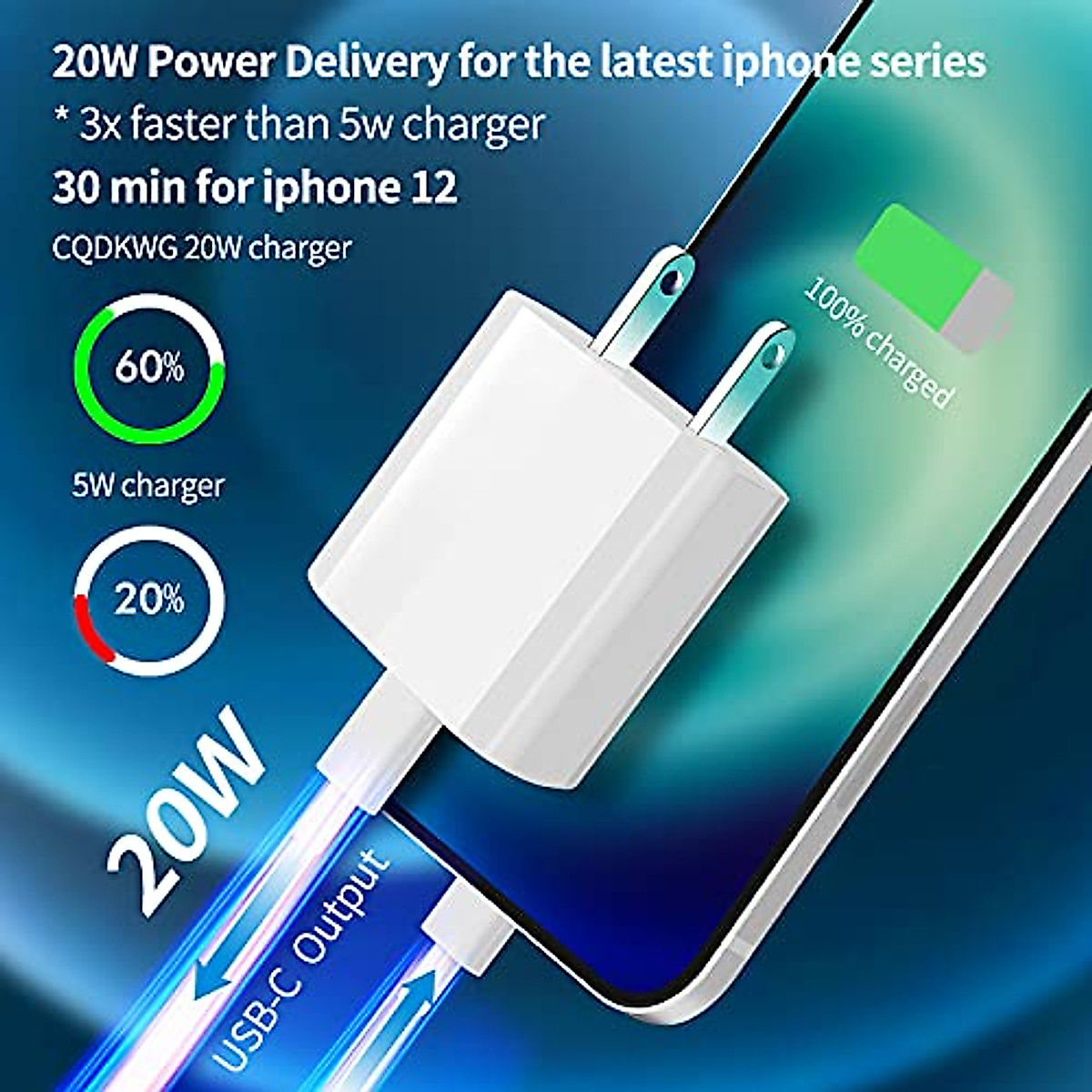 Phone 13 12 Fast Charger,MFi Certified 2-Pack 20W Type C Fast Charger Block with 6.6FT USB-C to Lightnin Cable Compatible with Phone 13/13 Pro/13 Mini/12/12 Pro/12 Pro Max/11/11 Pro/XS Max/XR/X/8Plus