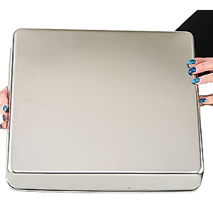 Home-X Stainless-Steel Cake Pan with Lid, Rectangular Cake Pan With Lid, Baking Tray for Cakes, Oven-Safe Pan, Large Metal Baking Pan, 13" L x 11" W x 2 ½” D, Stainless Steel