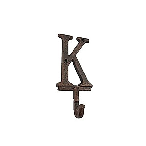 Handcrafted Nautical Decor Rustic Copper Cast Iron Letter K Alphabet Wall Hook 6"