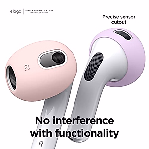 elago 2 Pairs AirPods 3 Ear Tips Cover Designed for AirPods 3rd Generation(2021), [Fit in The Case] Anti Slip Silicone Cover, Anti Scratches, Dust-Free (1 Pair of Each) (Lovely Pink & Lavender)