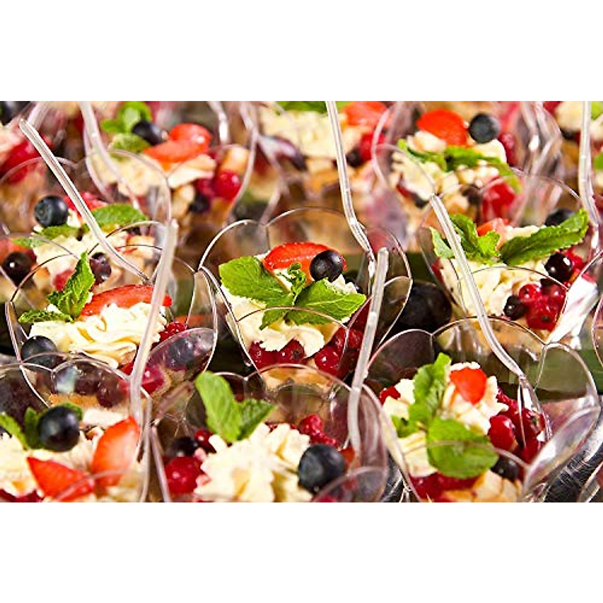 QXcom 60 Pieces 3 Oz 90ml Clear Plastic Ice Cream Petal Dessert Bowls Disposable Flower Shape Dessert Cake Snack Bowl Cups Sundae Dessert Bowls Salad Appetizer Serving Bowl Party Favor Wedding Bowl