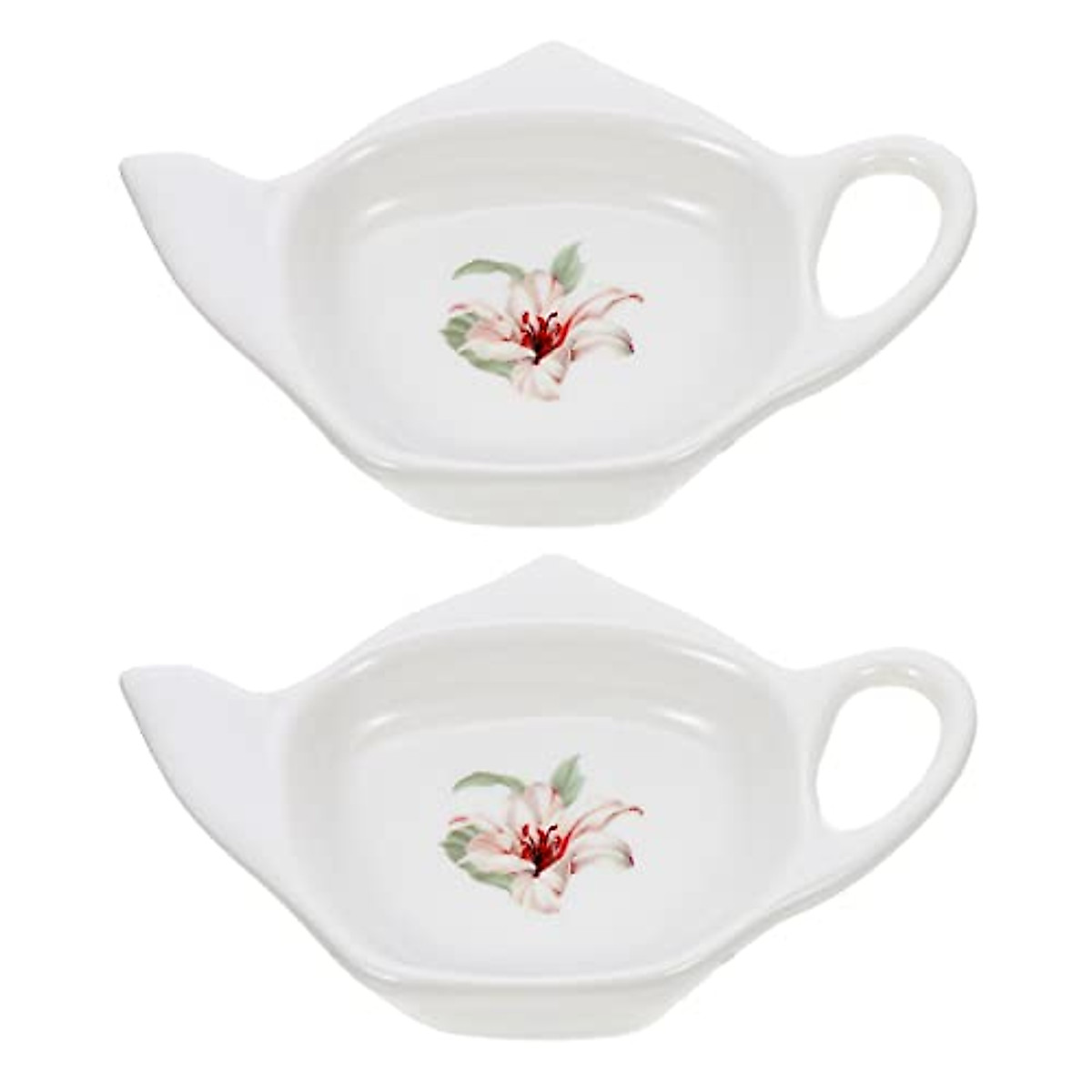 Ceramic Teabag Caddy Holder: Teapot Shaped Tea Bag Holder Resting Caddy Saucer Dessert Spoon Rests Teabag Saucer Seasoning Dish Loose Tea Dish 2Pcs