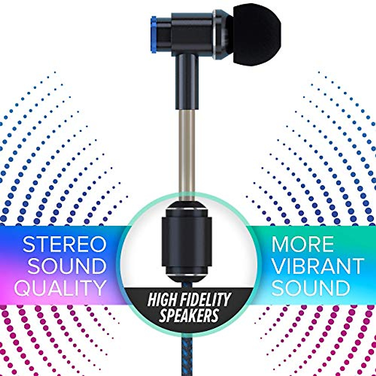 DefenderShield EMF-Free Air Tube Stereo Earbud Headphones - Universal Radiation Free Wired Headphones with Mic & Volume Control