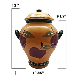 Tuscany Country Apple, Hand Painted Ceramic, Cookie jar Canister, 84176 By ACK