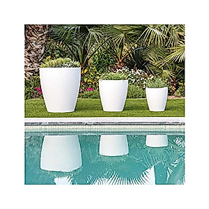 Elly Décor 12 inch Garden Planter Pot with Drainage, Large Round Modern, Lightweight & Extremely Durable | for Patio Deck Indoor Outdoor Flower | 12" x 12" White