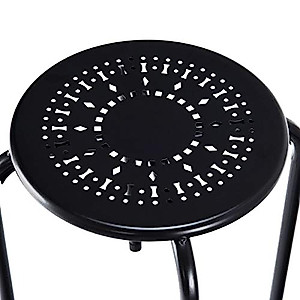 COSTWAY 6-Pack Steel Stack Stools, 17.5-Inch Height Portable Stackable Backless School Stools with Daisy Design, Round Classroom Decoration Stools Set of 6 for Kids Children Students, Black
