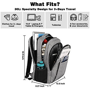 Laptop Backpack, Laptop Backpack 15.6 inch, TSA Durable Business Travel Laptops Backpack with USB Charging Port, Water Resistant College School Computer Bag Gifts for Men & Women Fits Notebook, Grey