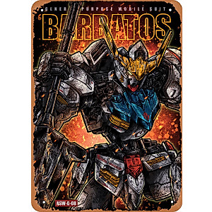 Anime Metal Poster Gundams figure poster metal tin sign Gundam Barbatos Wall Art Decor Tin Sign-8x12inch