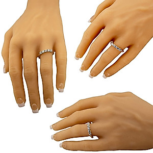 NANA Jewels Lucita Anniversary Ring Simulated Diamond Zirconia Wedding Band 5 Stone 3.5mm - Sterling Silver Size 7