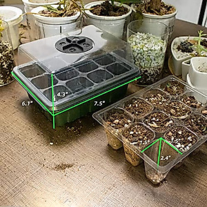 Anothera 30-Set Seed Starter Tray and Garden Propagator Kit (12 Cells Per Tray,Total 360 Cells) with Adjustable Humidity Dome and Base Greenhouse Grow Trays for Seeds Growing Starting（Dark Green）