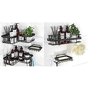 YASONIC Corner Shower Caddy and Adhesive Shower Caddy, Storage Organization for Bathroom, Save Space, Bundle Sales - 2 Pack
