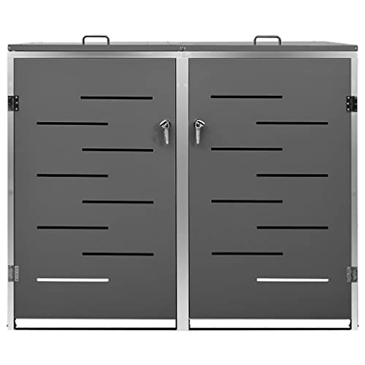 Canditree Outdoor Storage Shed for Garbage Cans, Double Wheelie Bin Shed Stainless Steel for Patio Garden (Anthracite)