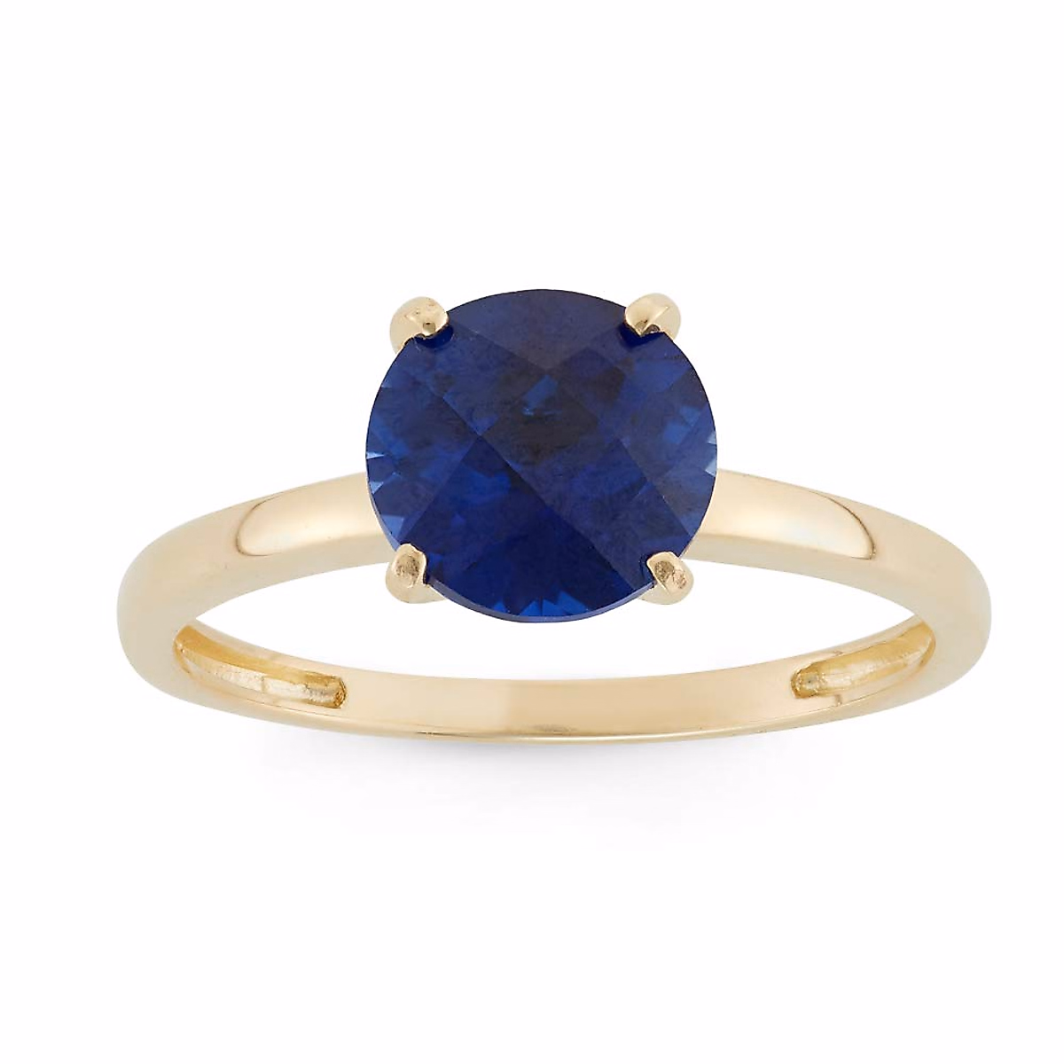 Celebration Moments Solid 10kt Yellow Gold 8MM Round Created Blue Sapphire Gemstone Solitaire Statement Ring For Women Sizes 5-10 (5)