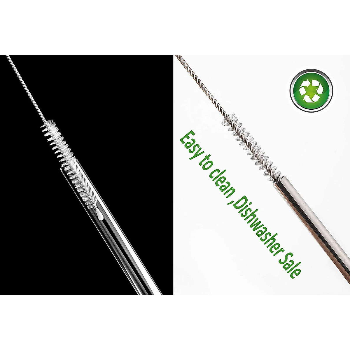 Extra Long Straw Cleaner Brush Extend 12 inch, Extra Wide 12mm diam Pipe Cleaners, Cleaning Brush for Hummingbird Feeders, Nylon Bristles and Stainless Steel Handle Straw Brush Set 10 Pack