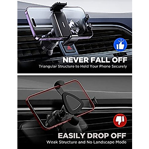 JOYROOM Mini Air Vent Phone Mount for Car, Hands Free Phone Holder with Telescopic Clamping & Folding Back, Car Mount for All iPhone Samsung & Other Smartphone