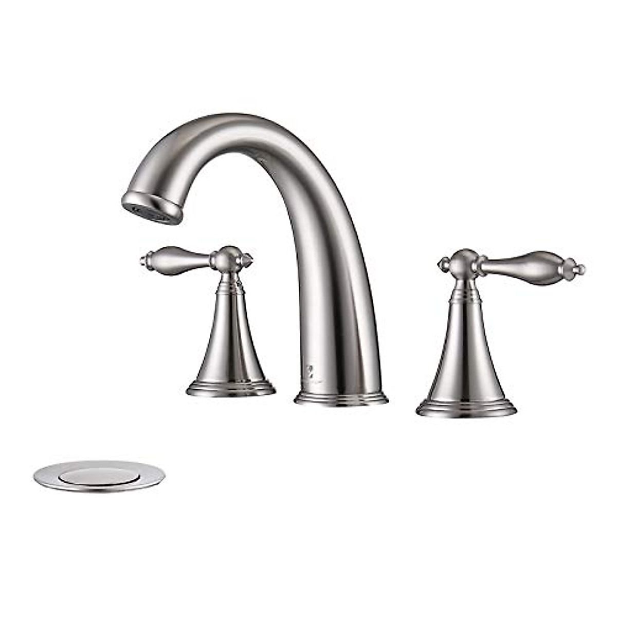 HOMELODY Widespread Bathroom Faucet 8 Inch Lavatory Faucet 2 Handle with Pop Up Drain and Supply Hose, Brushed Nickel