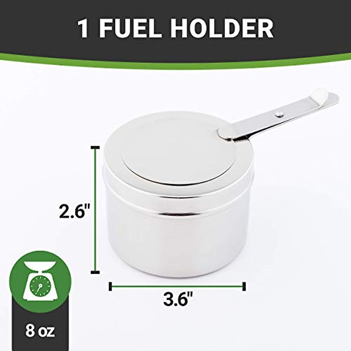 Restaurantware Stainless Steel Chafer Wick Fuel and Sterno Canned Heat Holder with Safety Cover: Perfect for Buffets and Catering Events - Fits Canisters up to 8-OZ - 1-CT