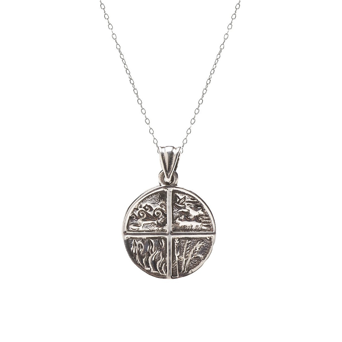 Sterling Silver Four Elements Pendant Necklace, 18"