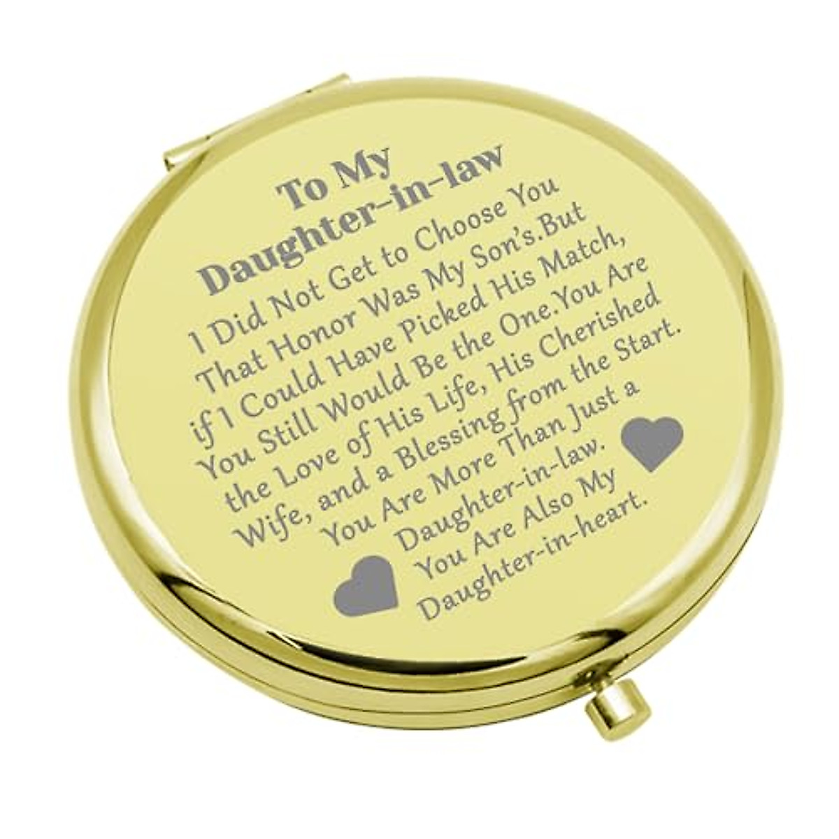 My Daughter in Law Gift Compact Makeup Mirror - Folding for Wedding Day & Funny Christmas/Valentine Gift for Her (Gold)