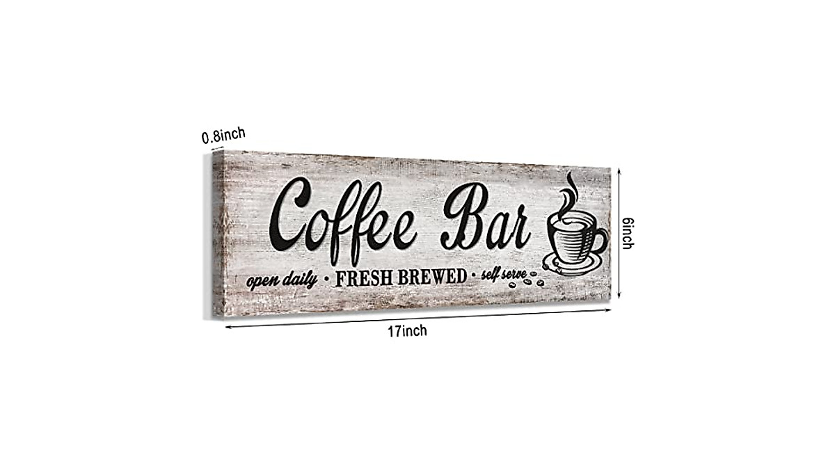 Retro Coffee Bar Sign for Kitchen - Rustic Decor & Easy Hang
