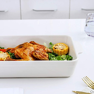 KOOV Bakeware Set, Ceramic Baking Dish Set, Rectangular Casserole Dish Set, lasagna Pan, Baking Pans Set for Cooking, Cake Dinner, Kitchen, 9 x 13 Inches, 3-Piece (Set of 3, White)