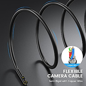 Dual Lens Borescope Inspection Camera with Light, Teslong Endoscope with IPS Screen, 1080P HD Waterproof Mechanic Scope Camera with Flexible Cable, Fiber Optic for Automotive/Sewer/Drain Pipe-16.5FT