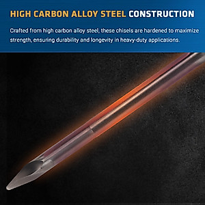 Century Drill & Tool, 87933, 23/32"X24",SDS Max,Bull Point Chisel, Masonry Tool.