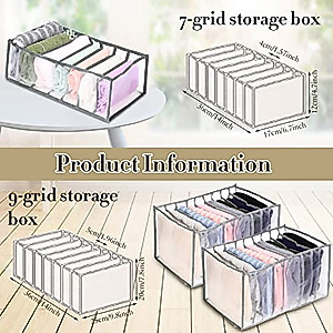 Fumete 36 Pcs Wardrobe Clothes Organizer Bulk Clothes Drawer Compartment Storage, Gray Mesh Washable Foldable Dividers (7 Grids Leggings, 9 Grids T-Shirts)