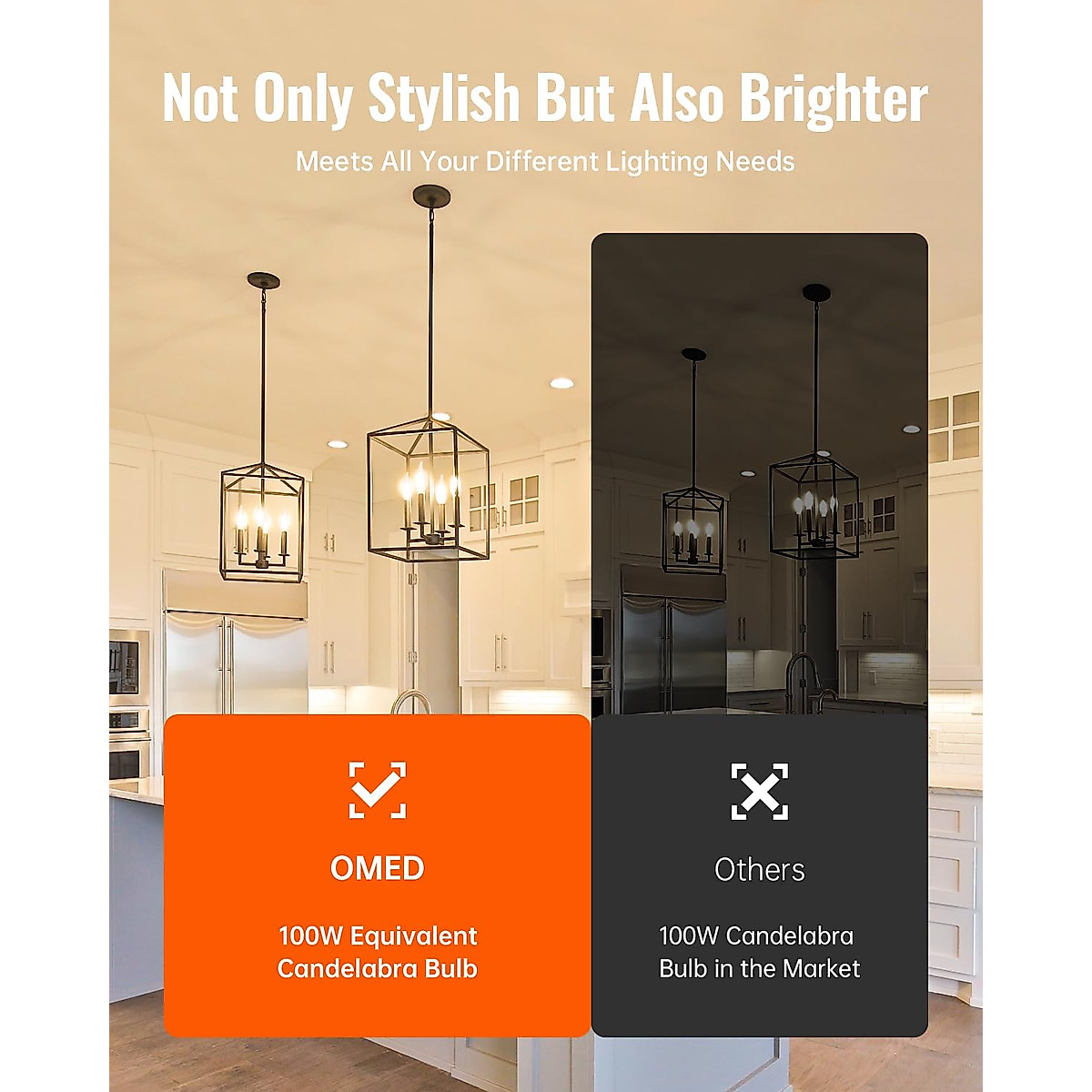 OMED E12 LED Candelabra Bulb 100 Watt Equivalent, 2700K Soft White, Dimmable LED Chandelier Light Bulbs, 7W 1000 Lumen Clear LED Candle Light Bulbs for Living Room, Light Fixture, 6 Pack