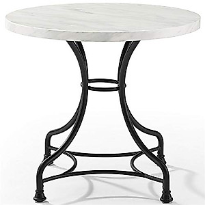 Crosley Furniture Madeleine 32" Round Dining Table, Steel with Faux Marble Top