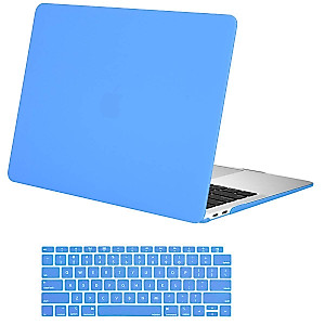 MOSISO Compatible with MacBook Air 13 inch Case 2022 2021 2020 2019 2018 Release A2337 M1 A2179 A1932 Retina Display with Touch ID, Plastic Hard Shell Case & Keyboard Cover Skin, Bright Blue