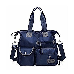 YAQUNICER Women Soft Casual Nylon Tote Satchel Diagonal Crossbody Shoulder Messenger Handbags Clutches-Blue