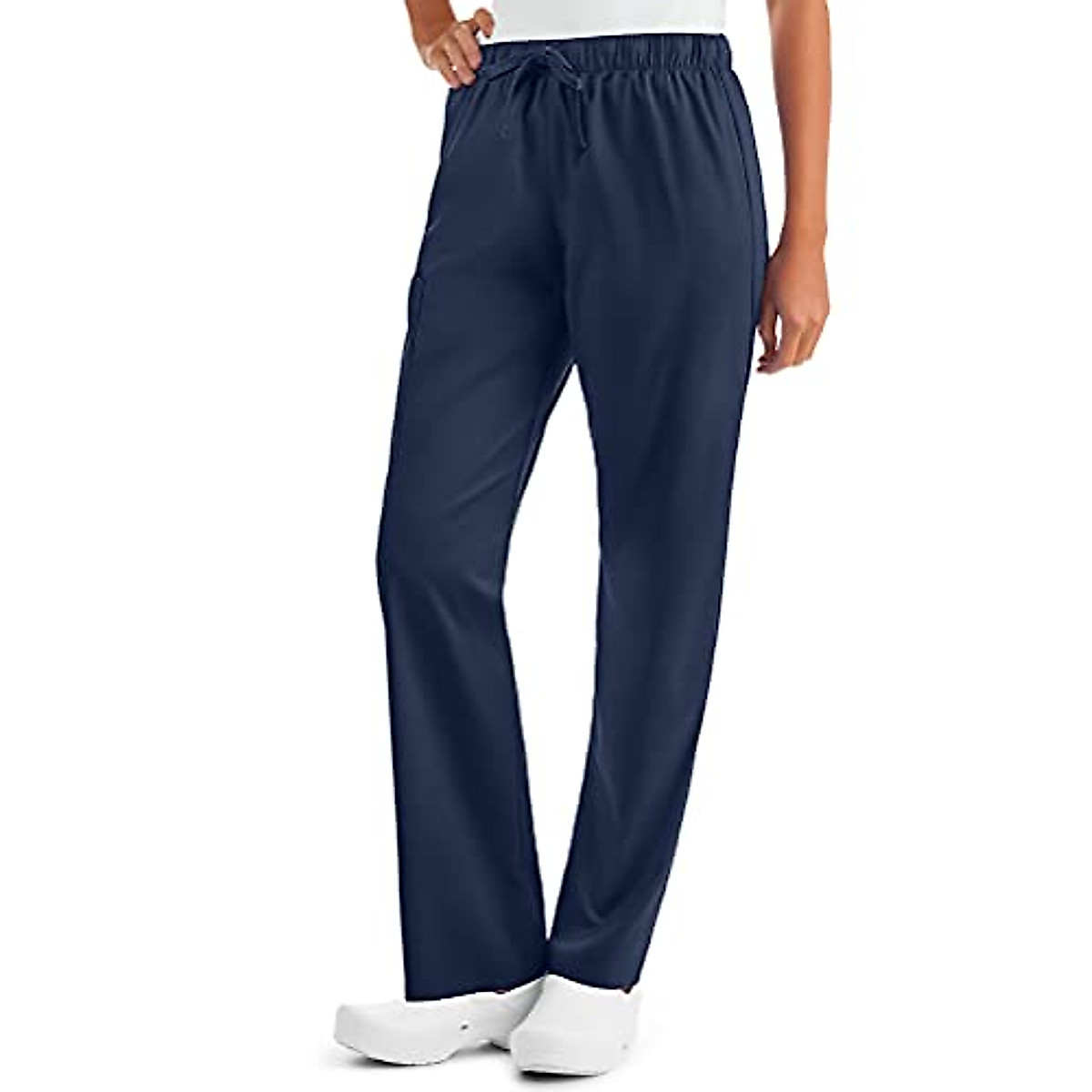 Strictly Scrubs Stretch Women’s Four Way Stretch Scrub Set – Includes V-Neck Top and Pant (Medium Petite, Navy)