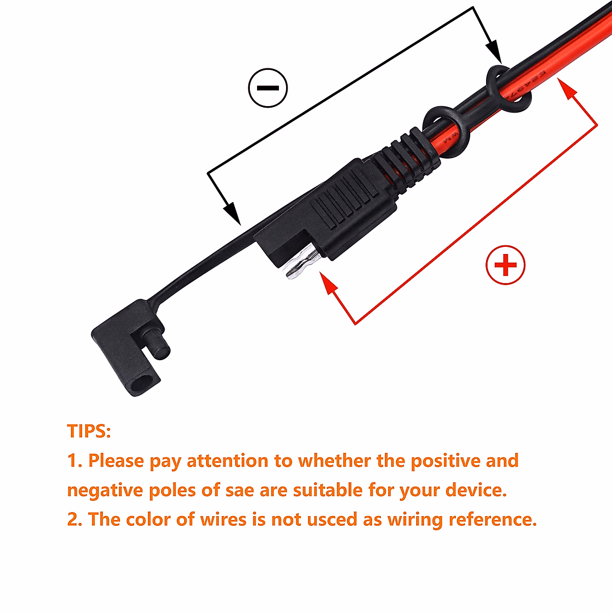 CERRXIAN 3.2FT 12V 14AWG Alligator Crocodile Clip to SAE Connector Quick Release Quick Disconnect Car Solar Power Charging Extension Cable,Black & Red C