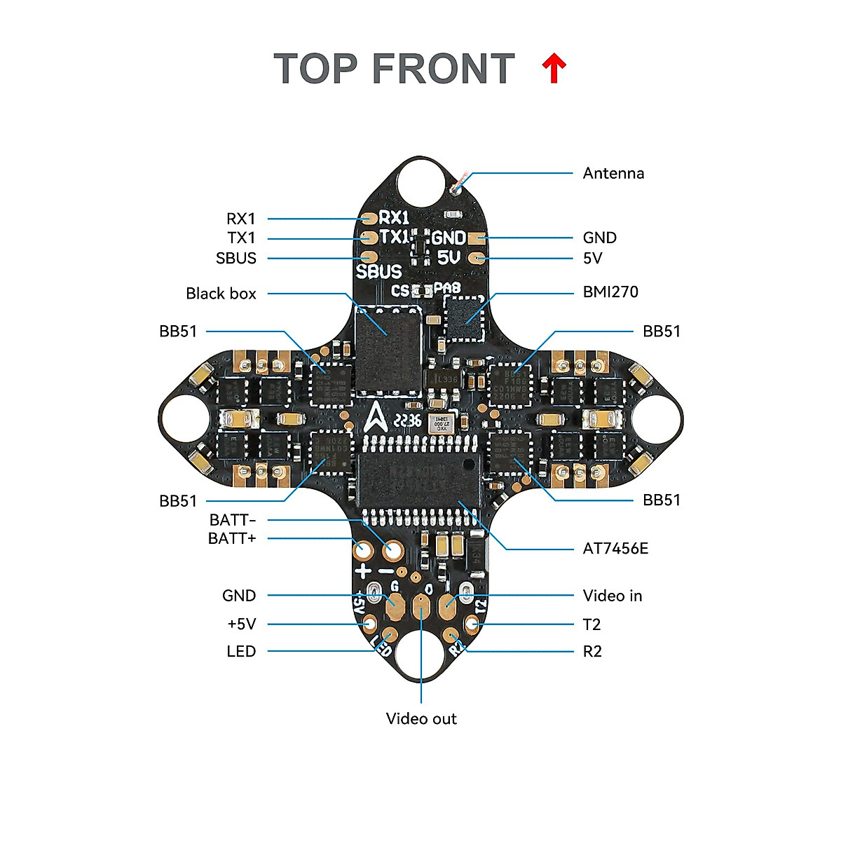 BETAFPV F4 1S 5A AIO Brushless Flight Controller with Built-in SPI Frsky Receiver, 8MB BlackBox, BT2.0 Cable Connector for 65/75mm 1S Micro FPV Whoop Drones