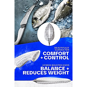 Dalstrong Fillet Knife - 6 inch - Frost Fire Series - High Chromium 10Cr15CoMoV Steel - Frosted Sandblast Finish - White Honeycomb Handle - Meat Boning Knife - Leather Sheath - NSF Certified