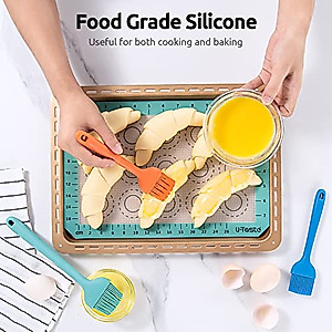 Angled Silicone Pastry Brush: U-Taste 600ºF Heat Resistant Kitchen Basting Cooking Baking Food Rubber Head-Up Baster Brush for Oil Sauce BBQ Butter Grill Meat Egg Bread (2 Small + 1 Large)
