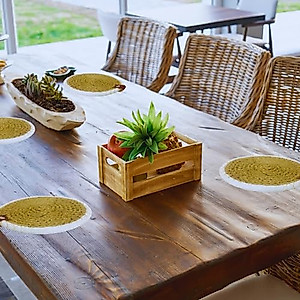 VintFlea Set of 4 Stylish & Sustainable Cotton-Jute Placemats, Perfect for Dining, Coffiee Table, Experience Washable, Heat Resistant Non Slip Small Circle, Round TableMats (6 x 6) Beige & White