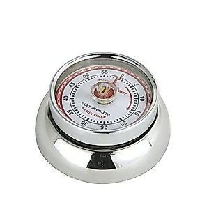 Zassenhaus Magnetic Retro Kitchen Timer, Classic Mechanical Cooking Timer (Chrome), 2.75-Inch