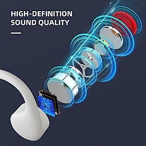 dbcollections Open-Ear Bluetooth Bone Conduction Sport Headphones - Sweat Resistant Wireless Earphones for Workouts and Running - Built-in Mic, with Hair Ban