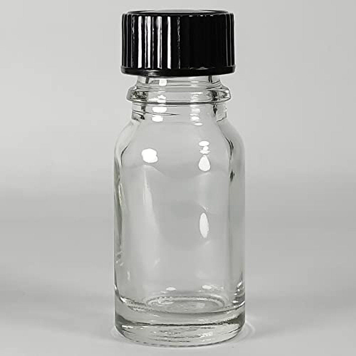 PIPIBA 48Pack 1/3oz(10ml) Boston Glass Bottle. Essential Oil Bottle With Lid. For Perfume, Aromatherapy, Lab Refillable Sample Vials (Clear)