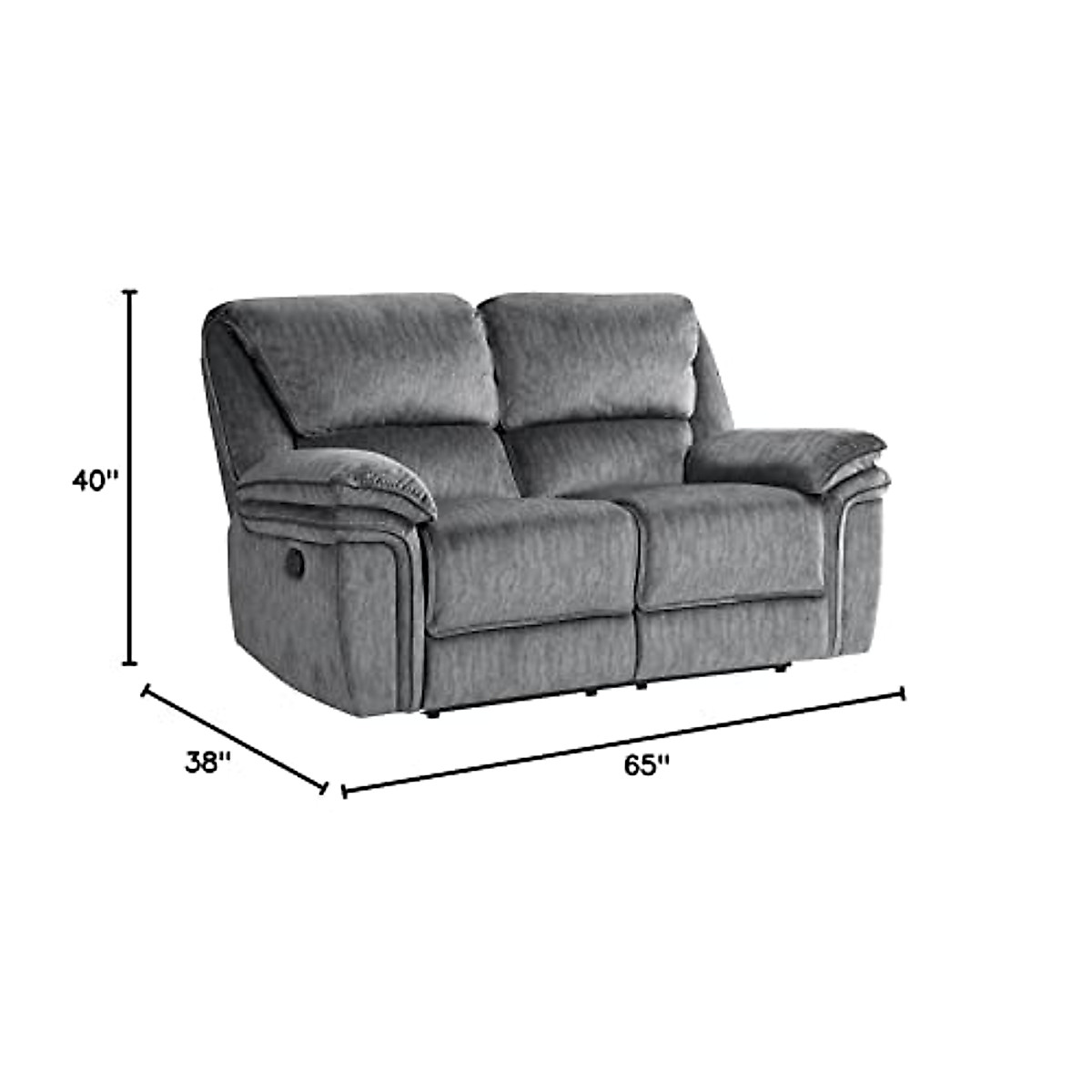 Lexicon Braddock Wall-Hugger Manual Double Reclining Loveseat, Gray