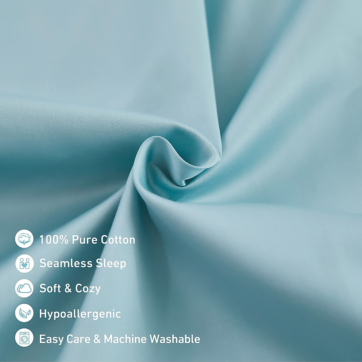 Leeden Body Pillow Cover, 100% Cotton, 800 Thread Count, Soft Breathable Long Pillow Case, Envelope Closure (Light Blue, 21"x 54")