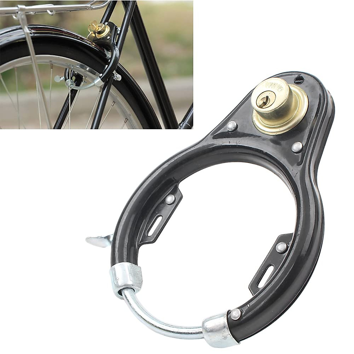 Zhisheng Anti-theft Lock With keys Iron Bicycle U-Lock Wheel Lock Set Fits E-Bike, Mountain Bike, Road Bike
