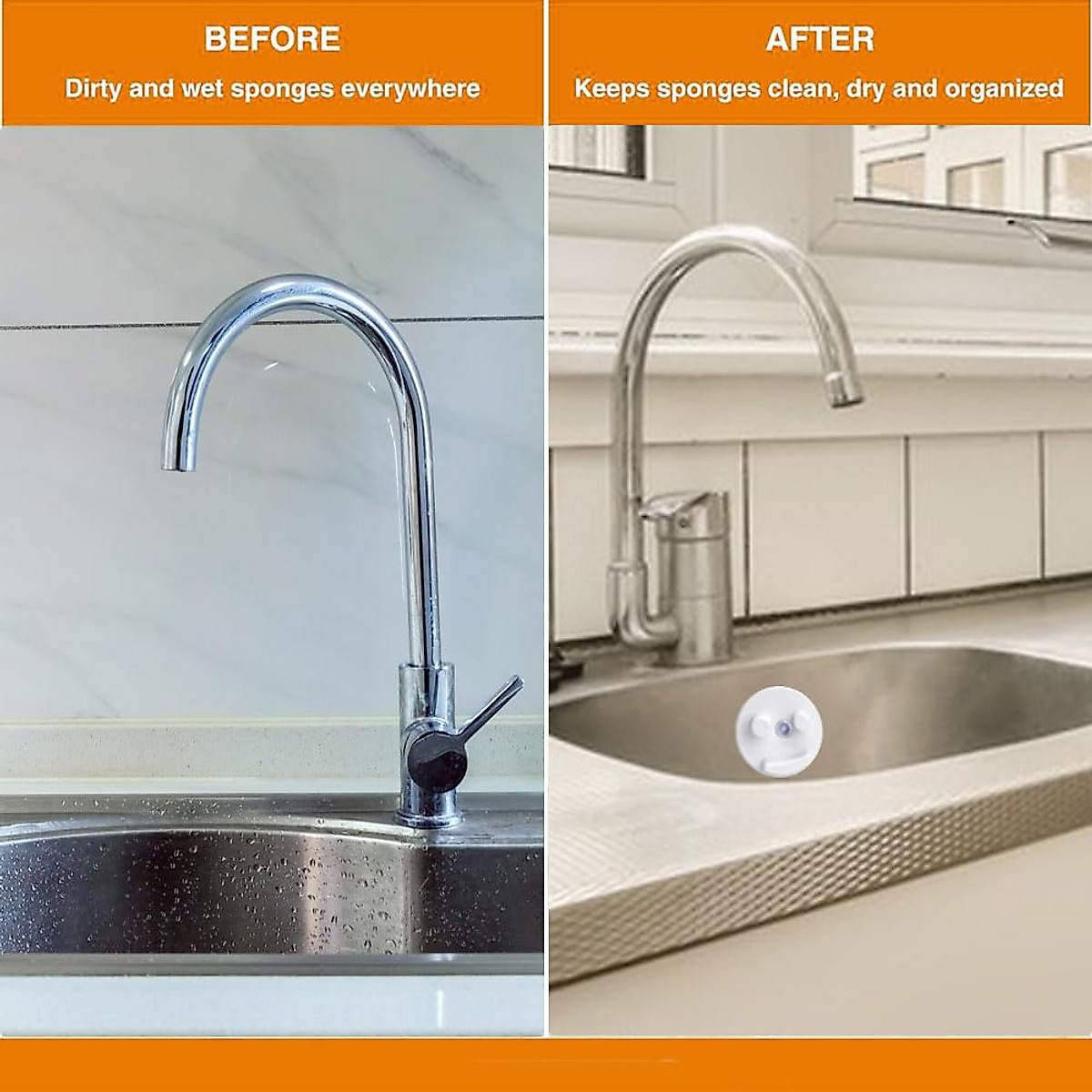 Smiley Face Sponge Holder,2pack Sponge Holder for Kitchen Bathroom Sink Suction Cup Installation ,Sponge Organizer for Kitchen,Dishwasher Safe (Sponges Not Included)