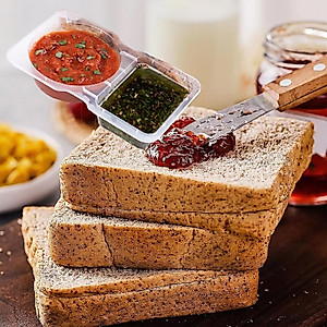 15pcs Double Compartment Condiment Container, Double Condiment Containers with Lids, 2 Compartment Snack Containers, Double Compartment Snack Containers for to-go Sauce, Sampling, Travel Snack