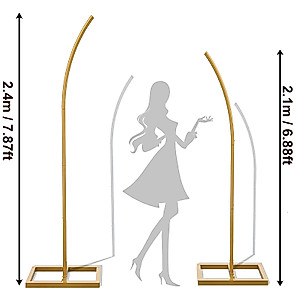 Metal Wedding Backdrop Stand | 6.8Ft & 8Ft Curved Top Wedding Arch Frame | Set of 2 Balloon Flower Backdrop Stands for Ceremony Birthday Baby Shower Anniversary Background Decoration